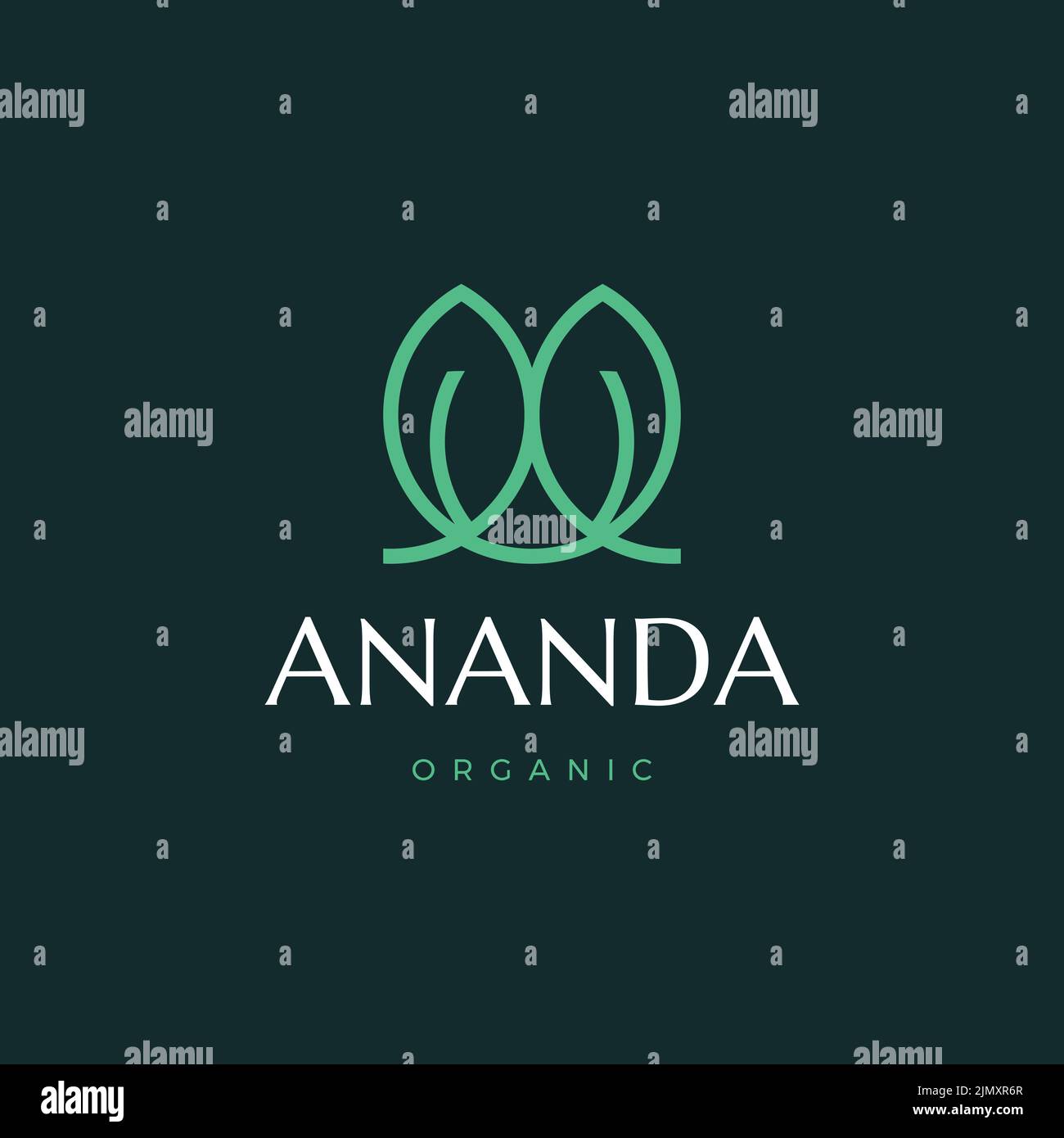 A modern logo with an Ananda word in the middle with an "Organic" world ...
