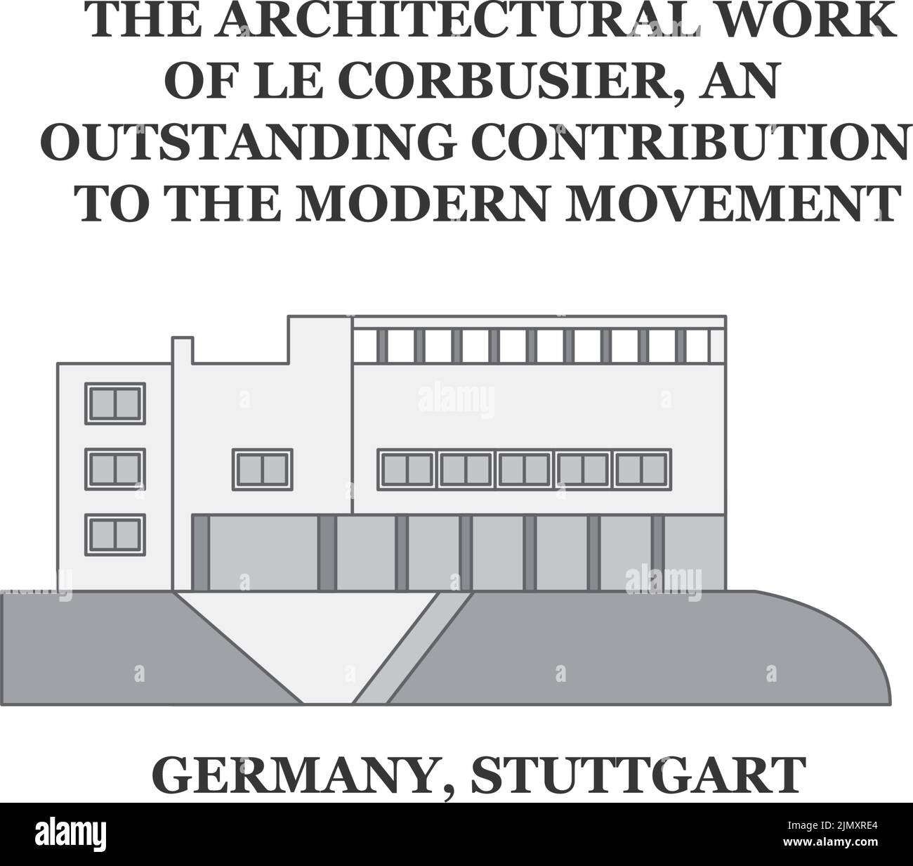 Germany, Stuttgart, Le Corbusier city skyline isolated vector ...