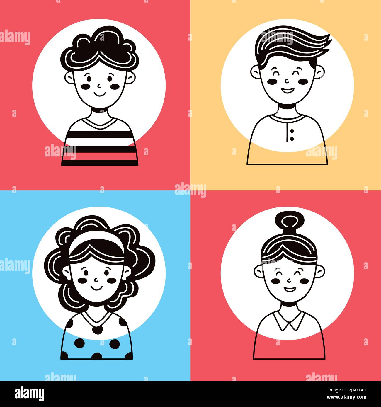 Four profiles Stock Vector Images - Alamy