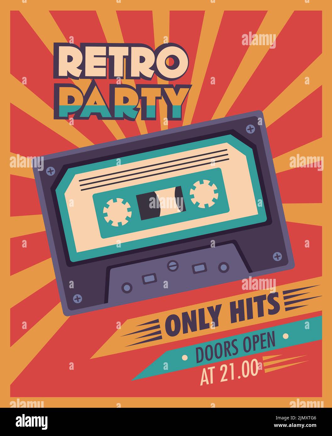 cassette party retro style template poster Stock Vector Image & Art - Alamy