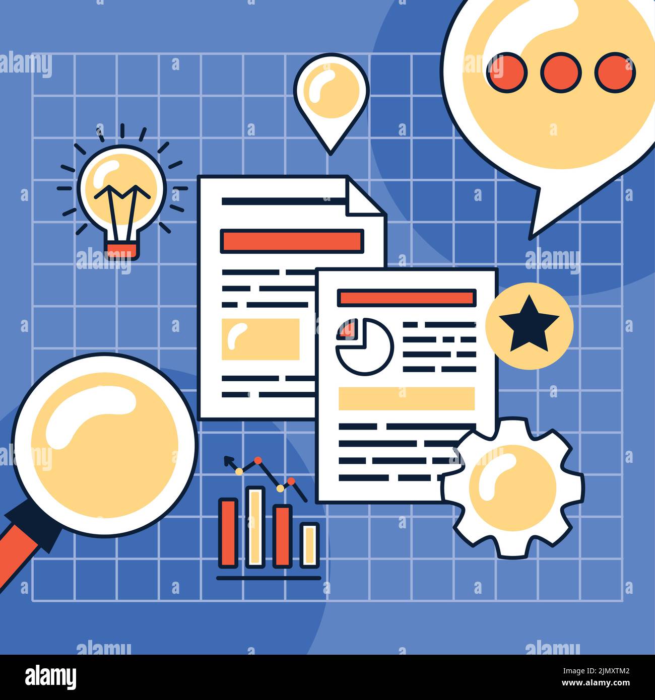 research concept with documents icons Stock Vector Image & Art - Alamy