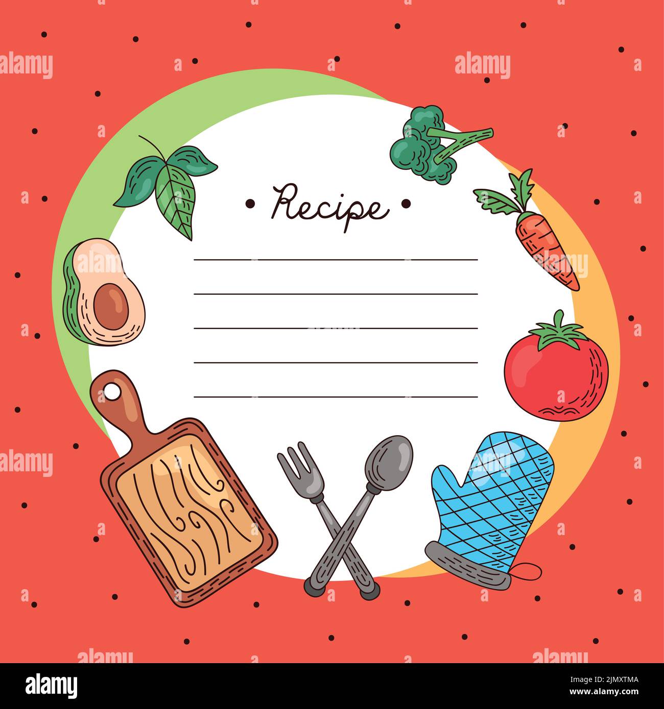 recipe with fresh vegetables card Stock Vector Image & Art - Alamy