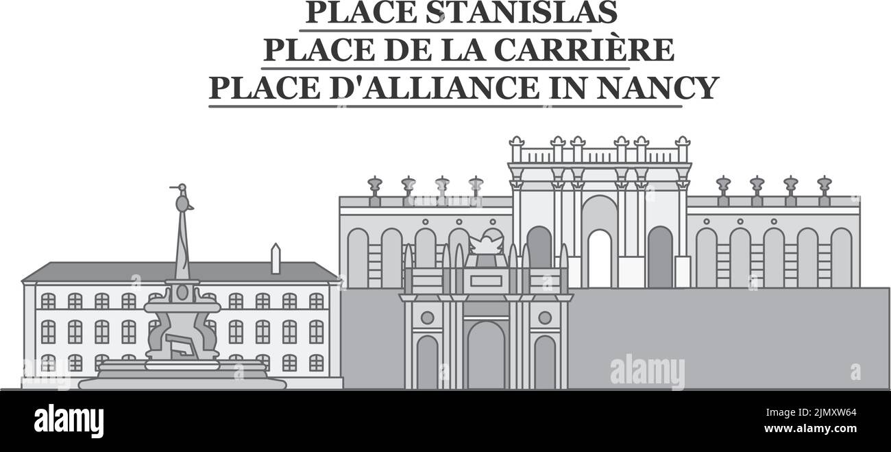 France, Nancy city skyline isolated vector illustration, icons Stock ...