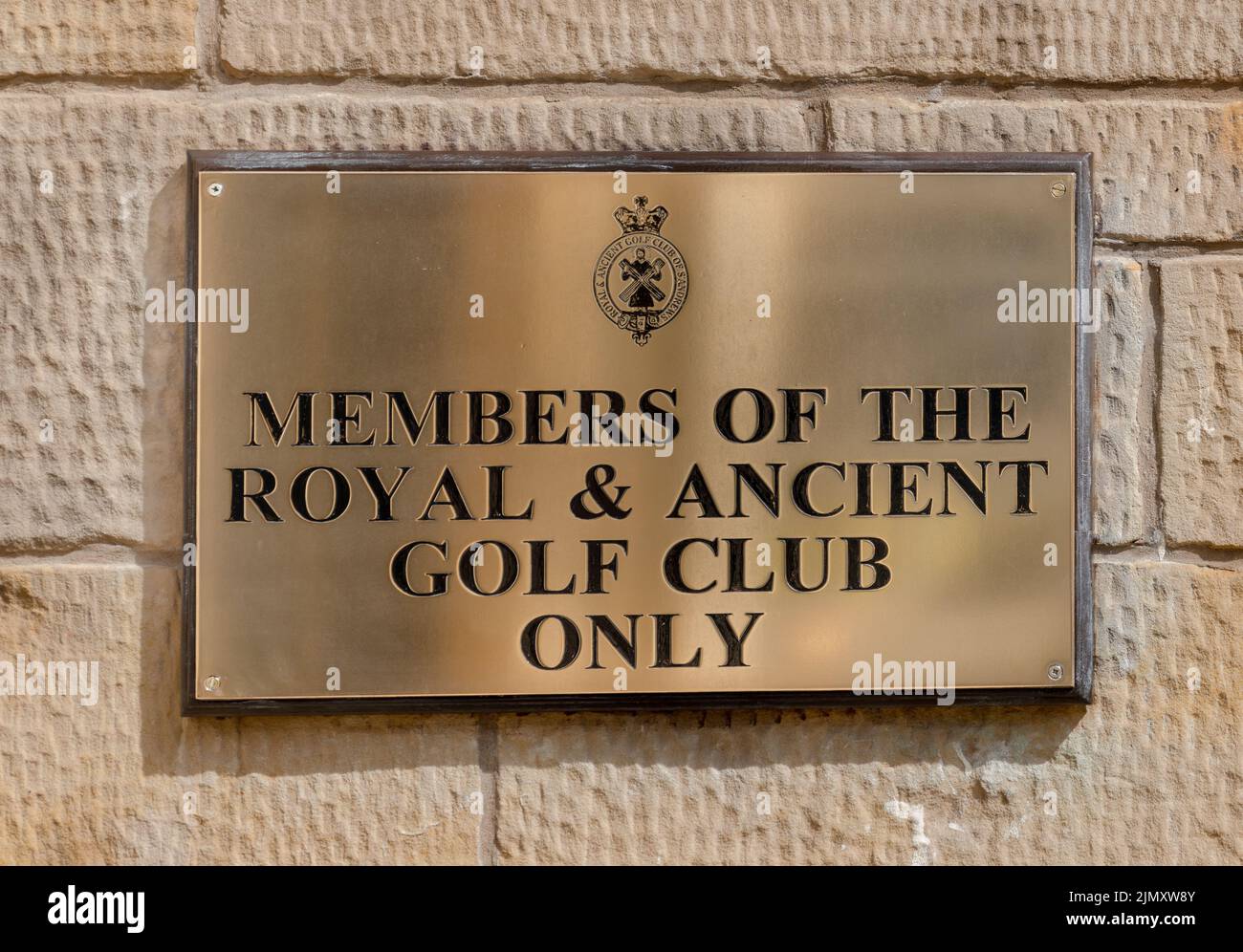 Close-up view of the admission sign at the Royal and Ancient Golf Club ...