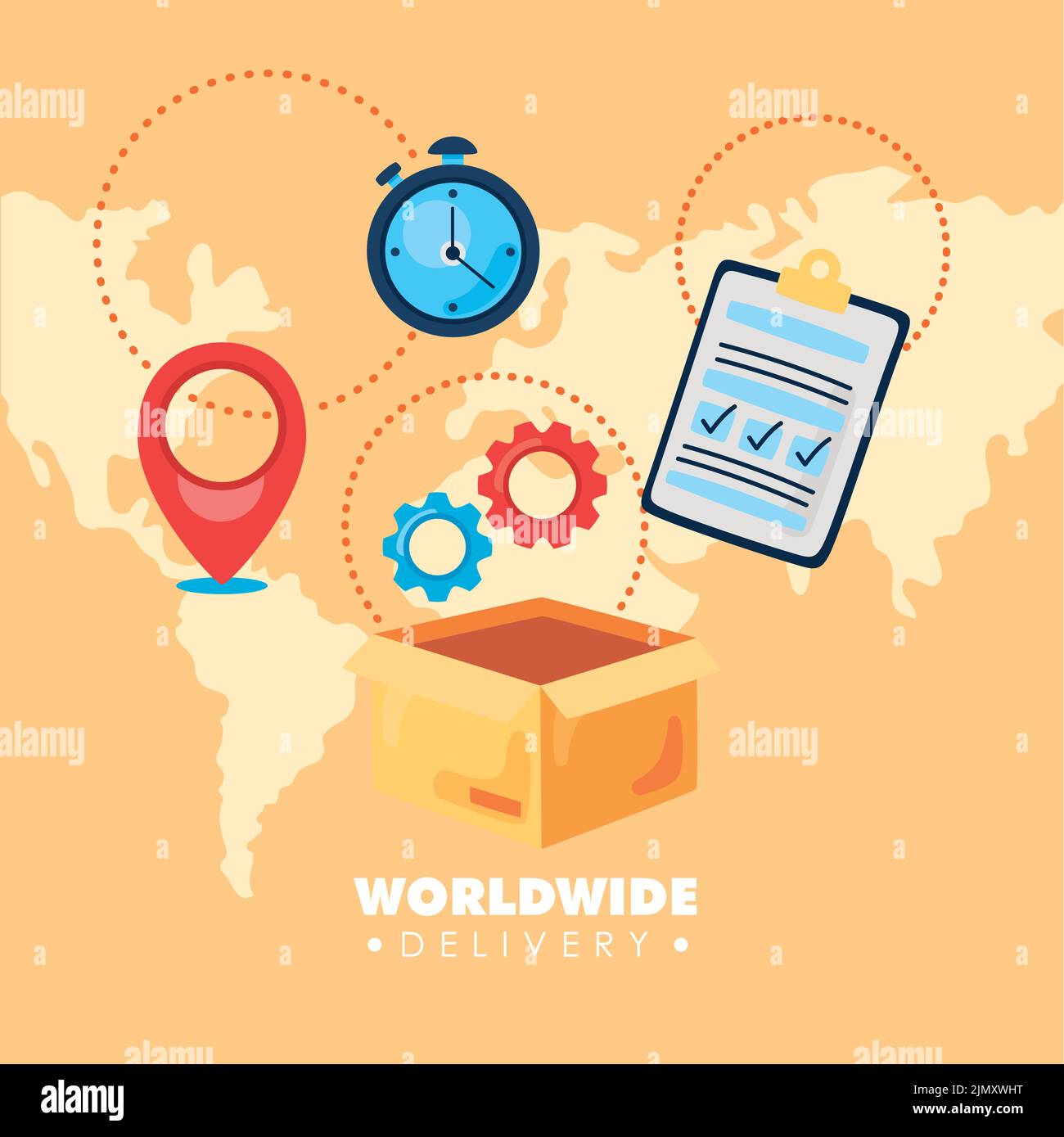 worldwide delivery service lettering poster Stock Vector Image & Art ...