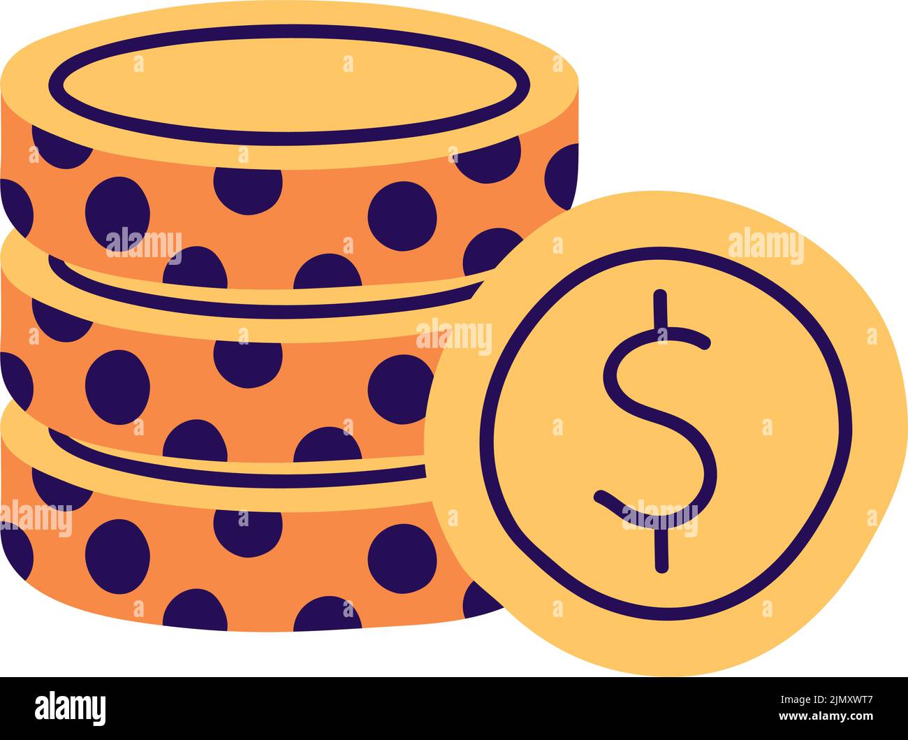 coins money dollars financial icon Stock Vector Image & Art - Alamy