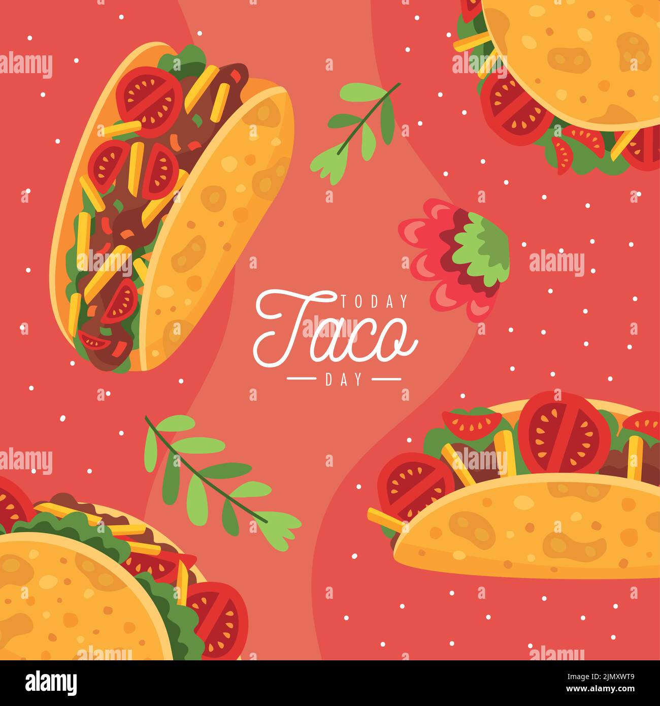 taco day lettering template with leafs Stock Vector Image & Art - Alamy