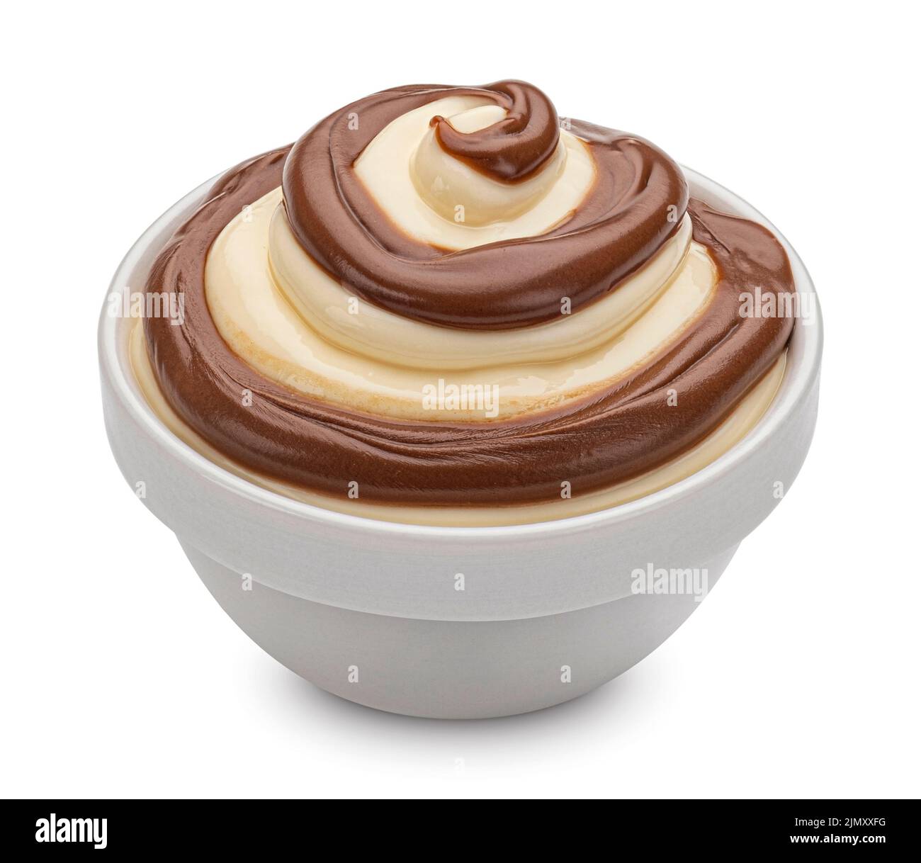 Chocolate vanilla cream swirl isolated on white background Stock Photo ...