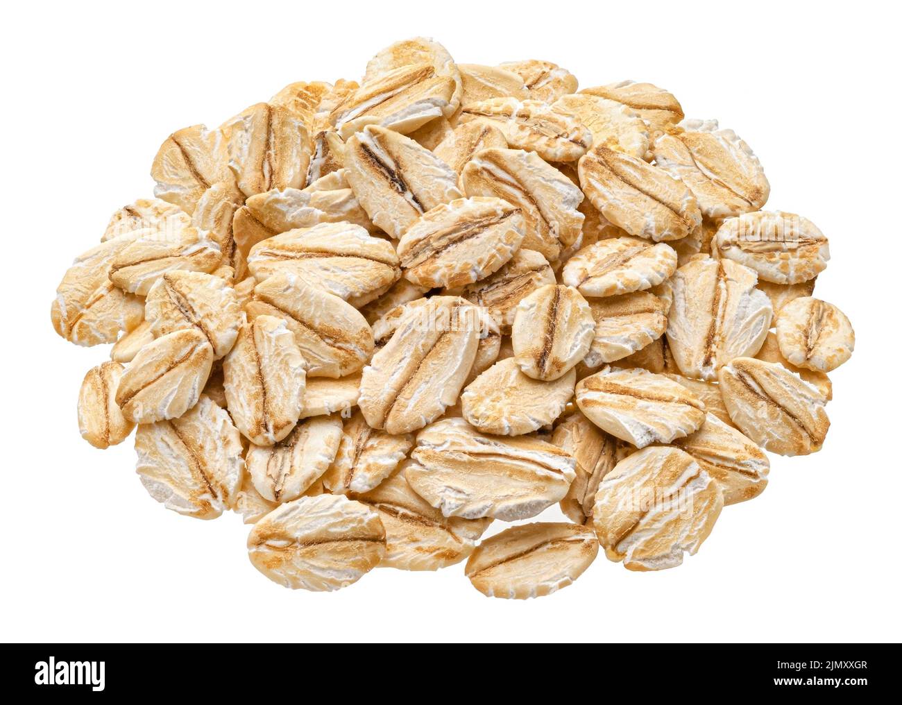 Oat flakes isolated on white, top view, full depth of field Stock Photo ...