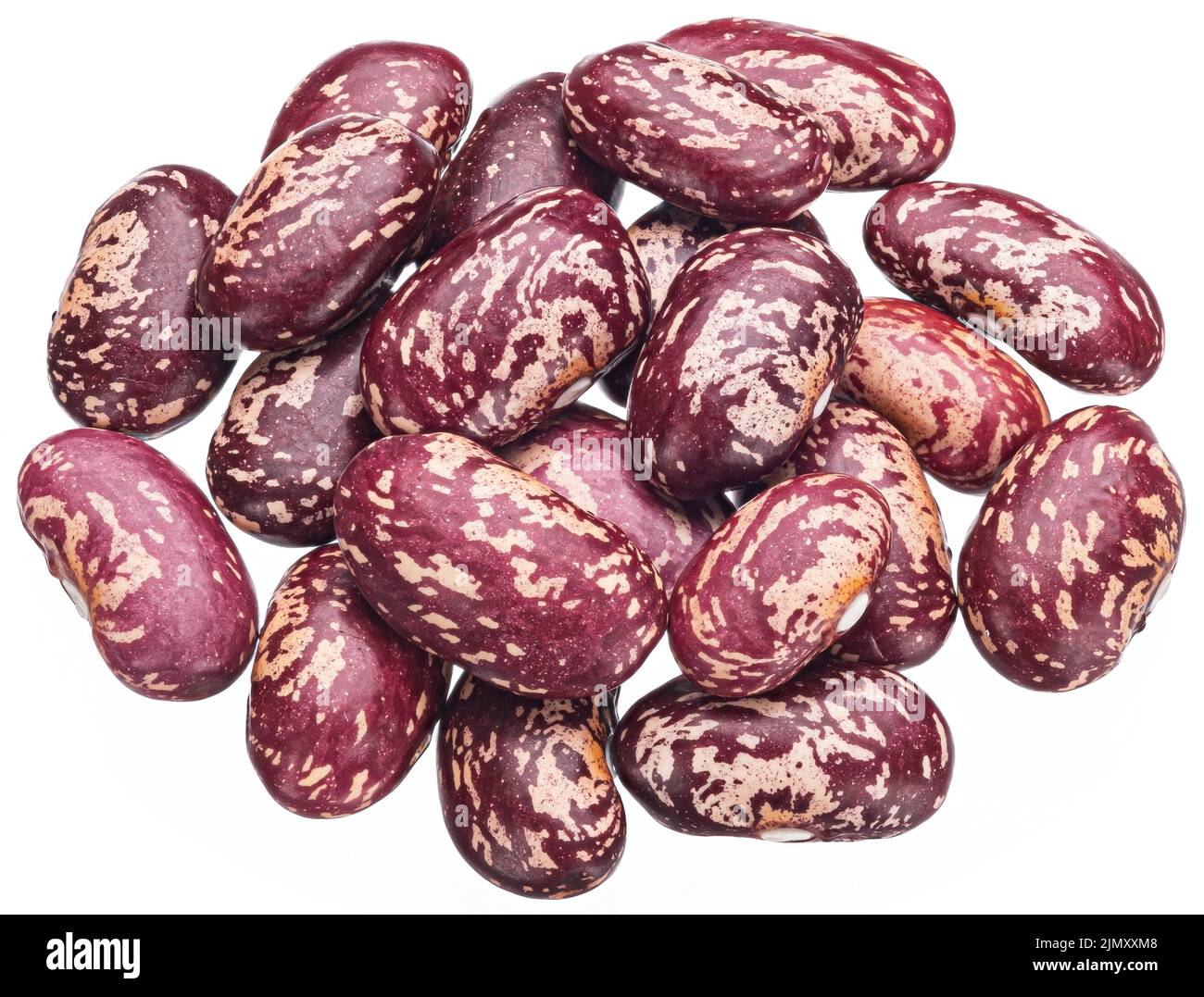Red speckled beans isolated on white background Stock Photo - Alamy