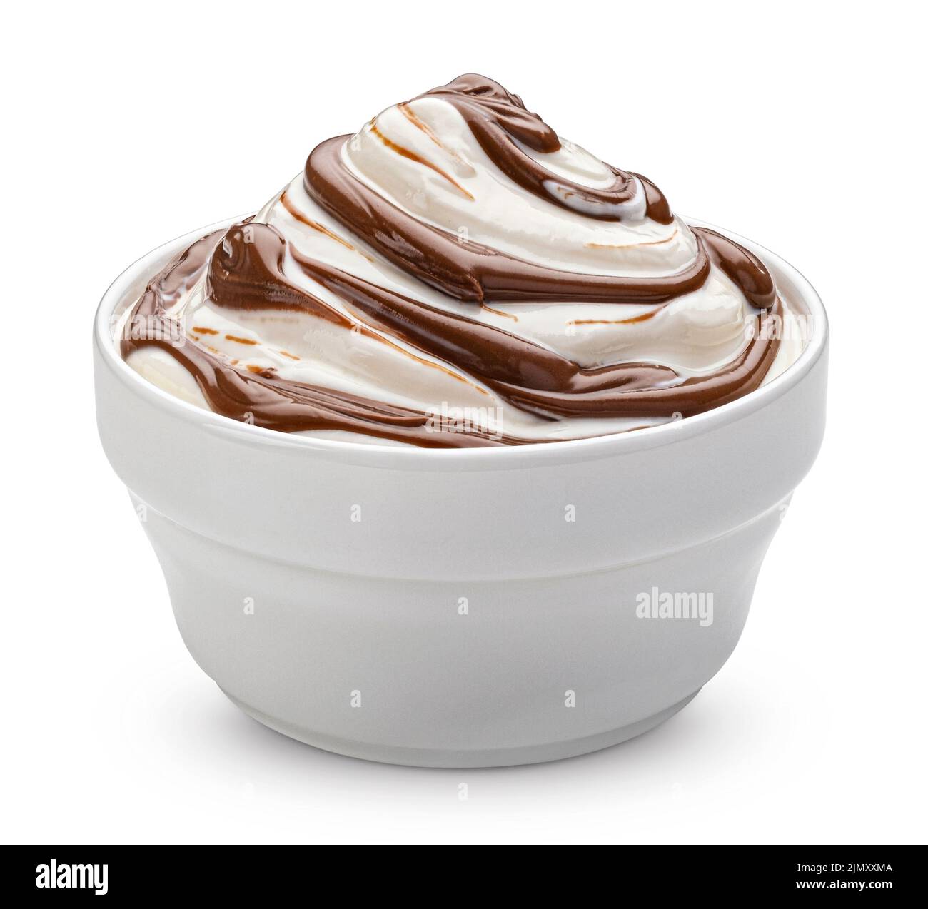 Ice cream with chocolate topping isolated on white background Stock ...