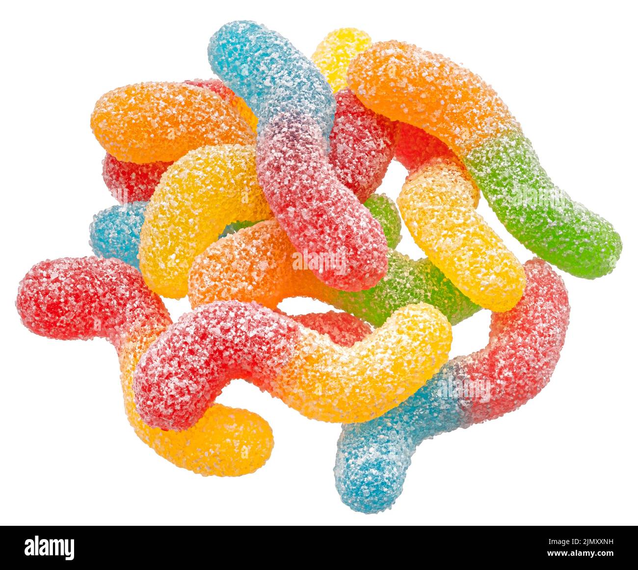 Sour gummy worms isolated on white background Stock Photo - Alamy