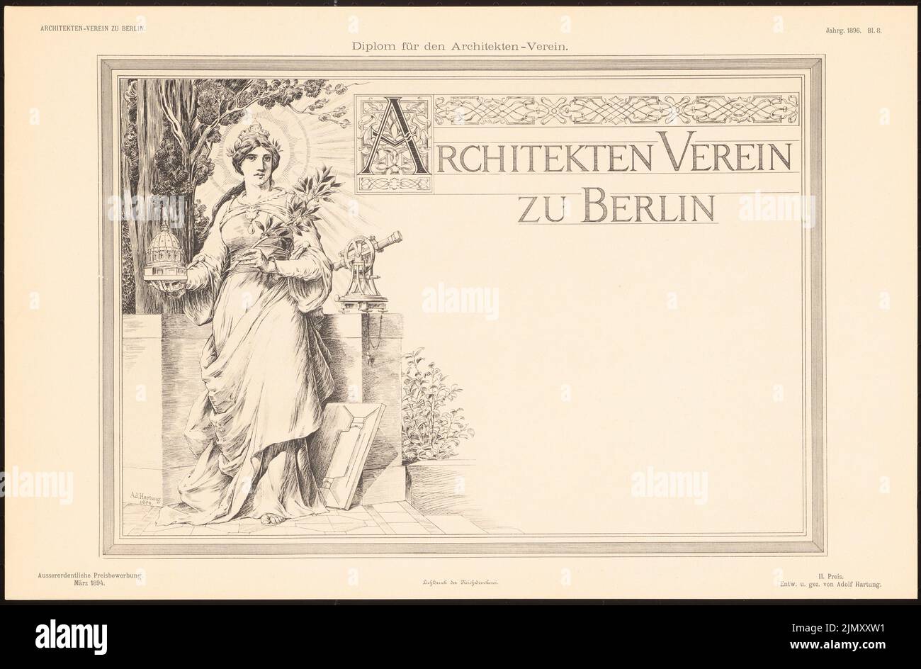 Hartung Adolf (1850-1910), diploma for the architect association. (From ...