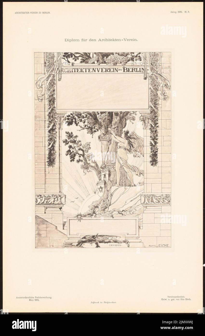 Rieth Otto (1858-1911), diploma for the architect association. (From ...