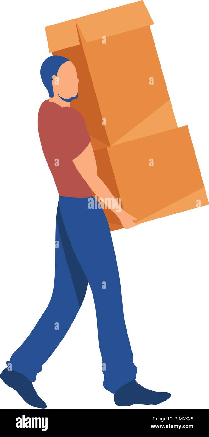 man lifting boxes carton character Stock Vector Image & Art - Alamy