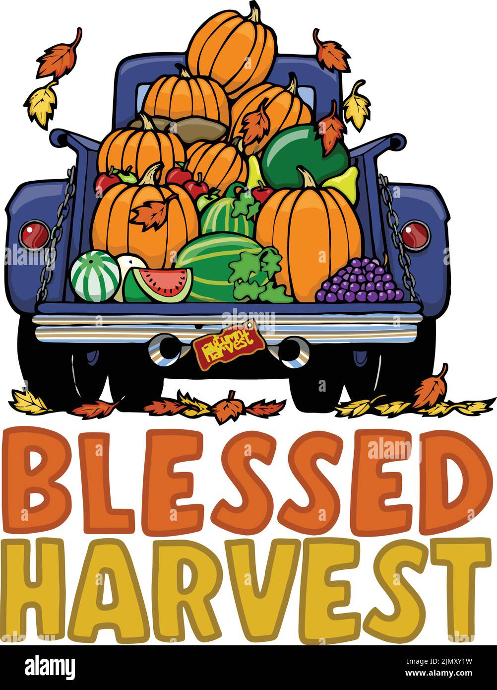 back of pumpkin truck with blessed harvest Stock Vector Image & Art - Alamy