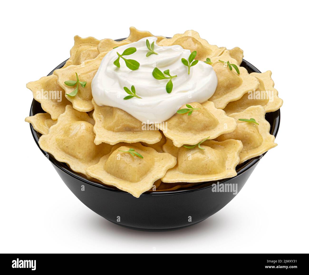 Italian ravioli pasta isolated on white background Stock Photo - Alamy