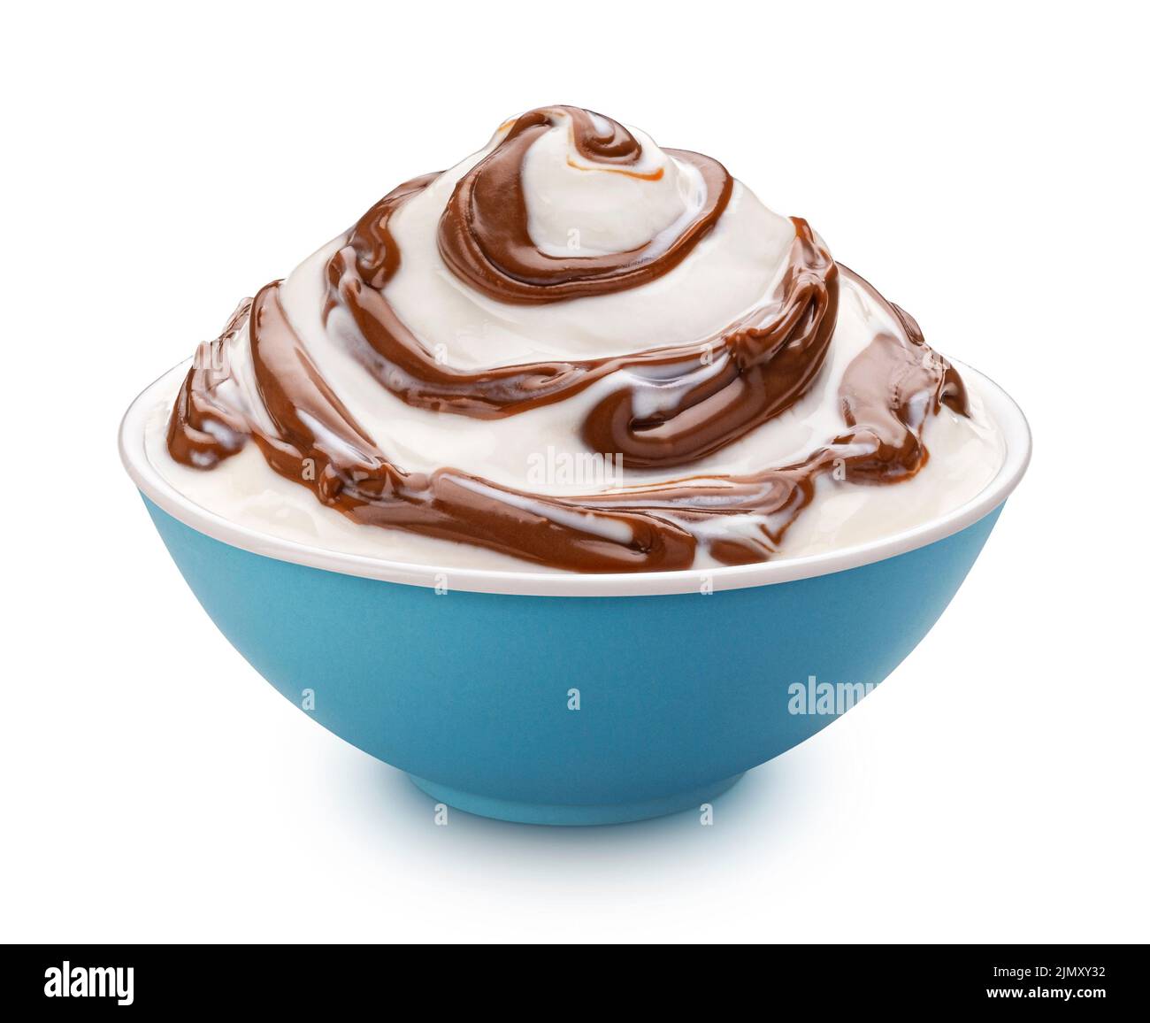 Ice cream with chocolate topping isolated on white background Stock ...