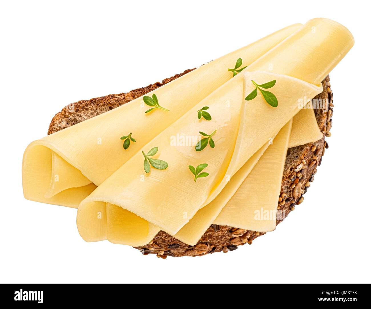 Gouda cheese slices on bread, top view Stock Photo - Alamy