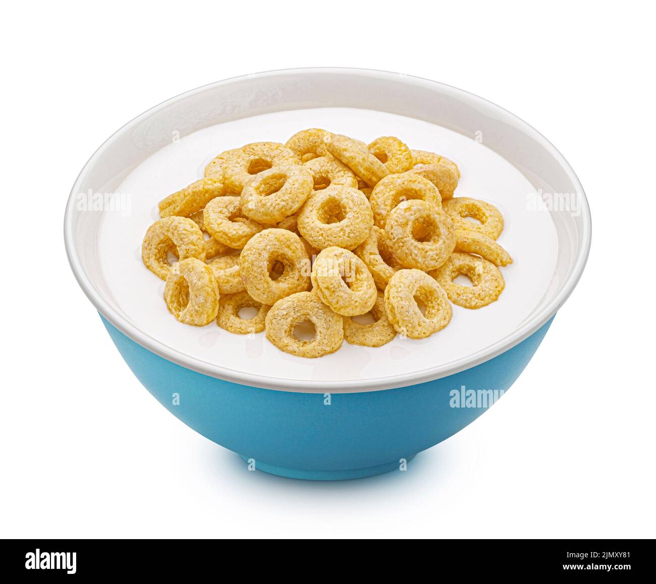Corn rings with milk isolated on white background Stock Photo - Alamy