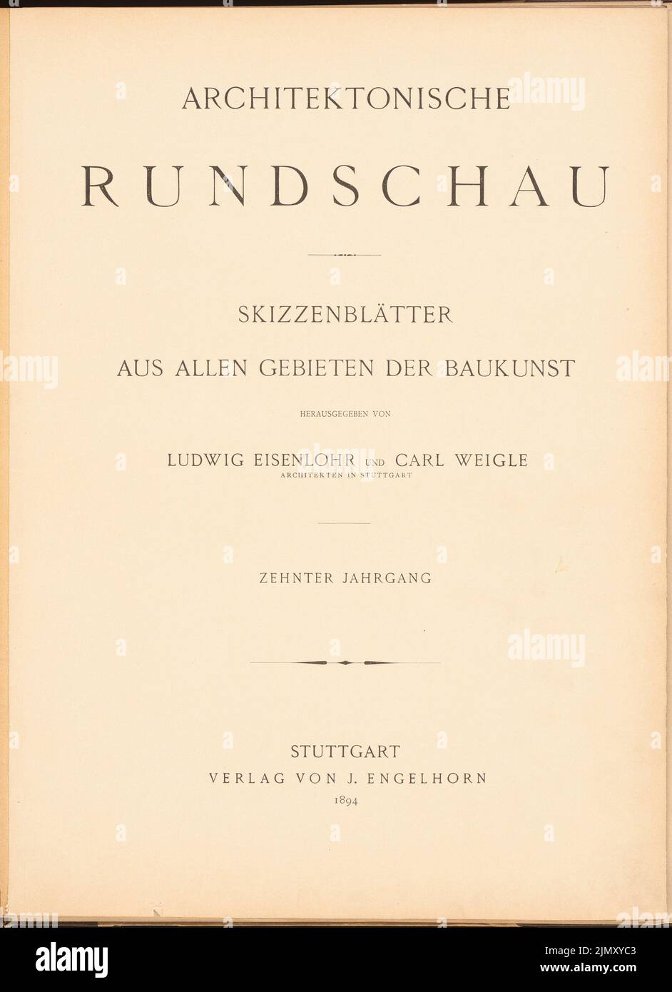 Eisenlohr & Weigle, title page. (From: Architect. Rundschau, ed. Print ...