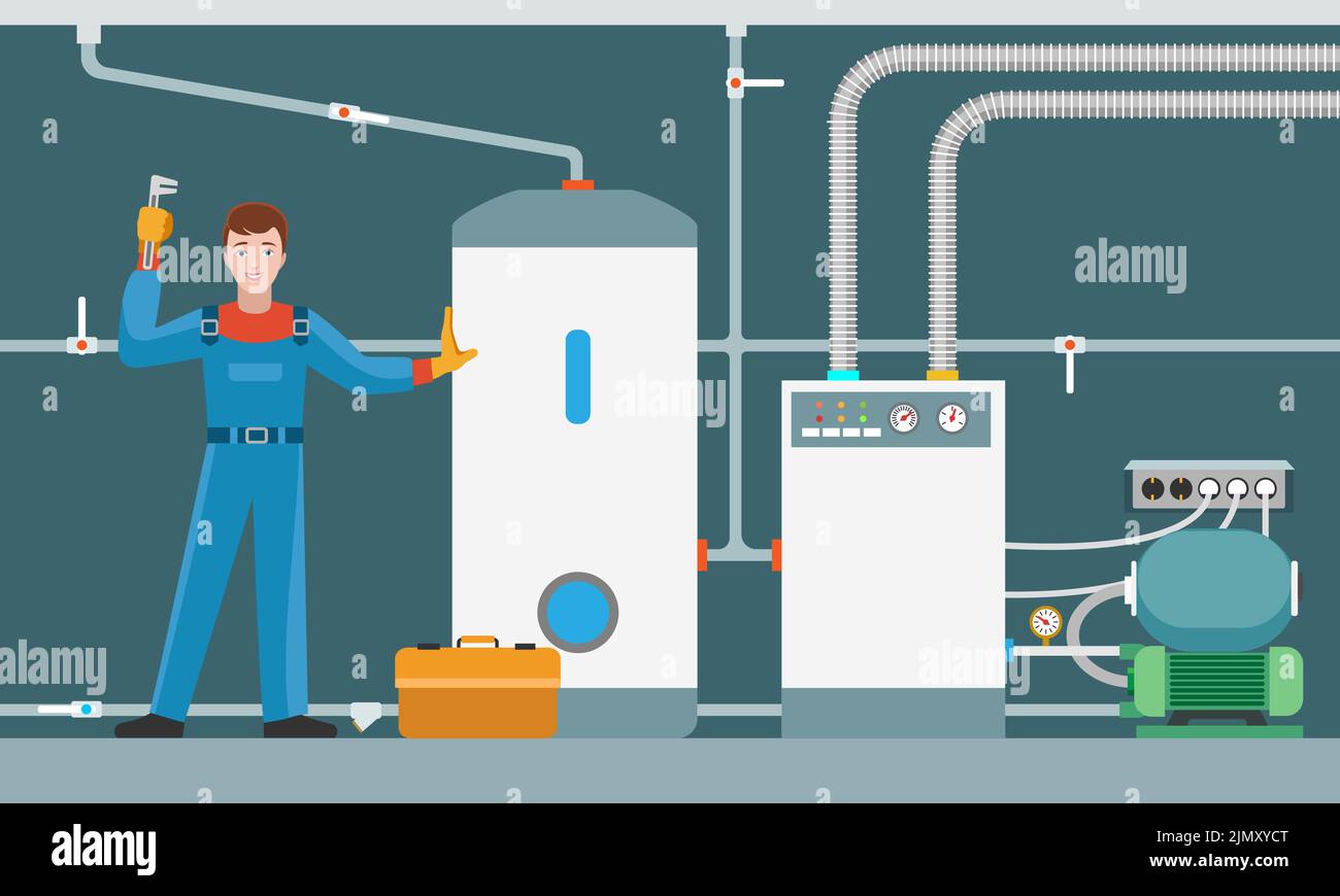 Home furnace installation Stock Vector Image & Art - Alamy