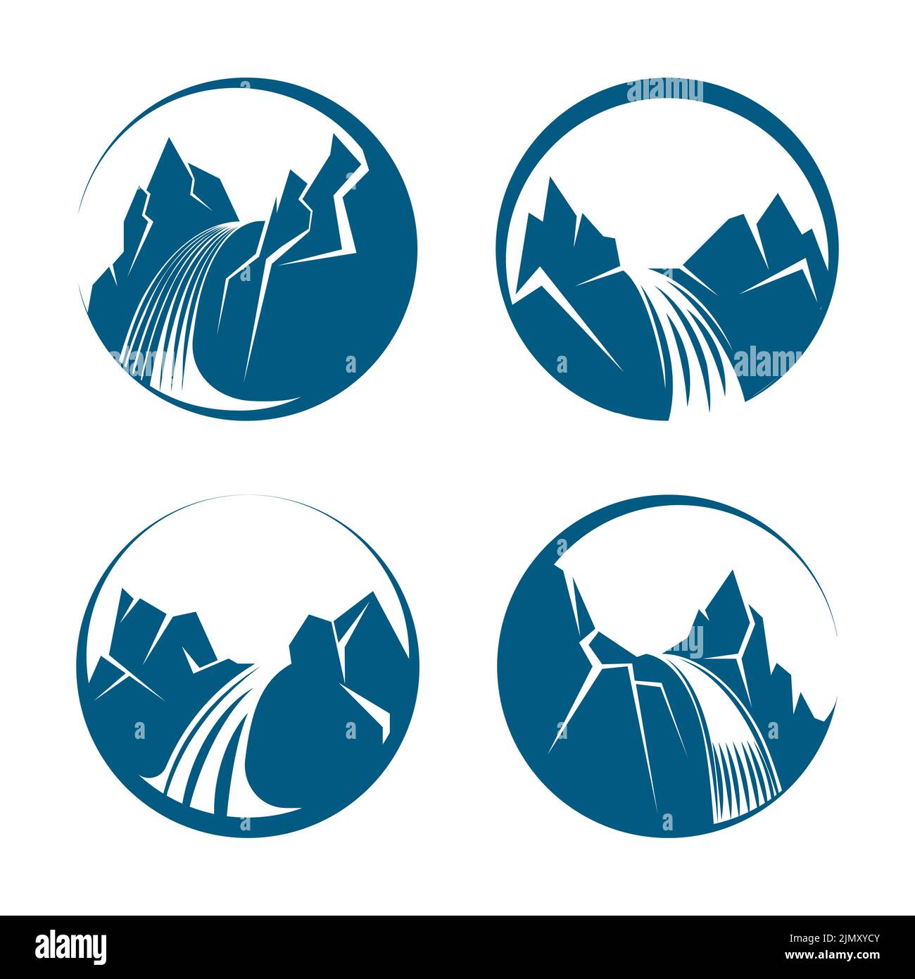 Vector cartoon landscape waterfall Cut Out Stock Images & Pictures - Alamy