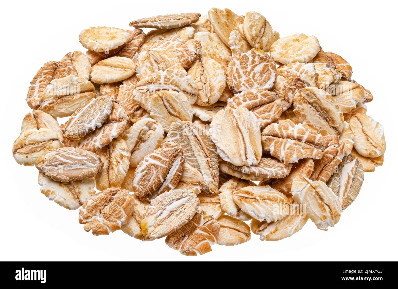 Mix of oat and rye flakes isolated on white, top view Stock Photo - Alamy