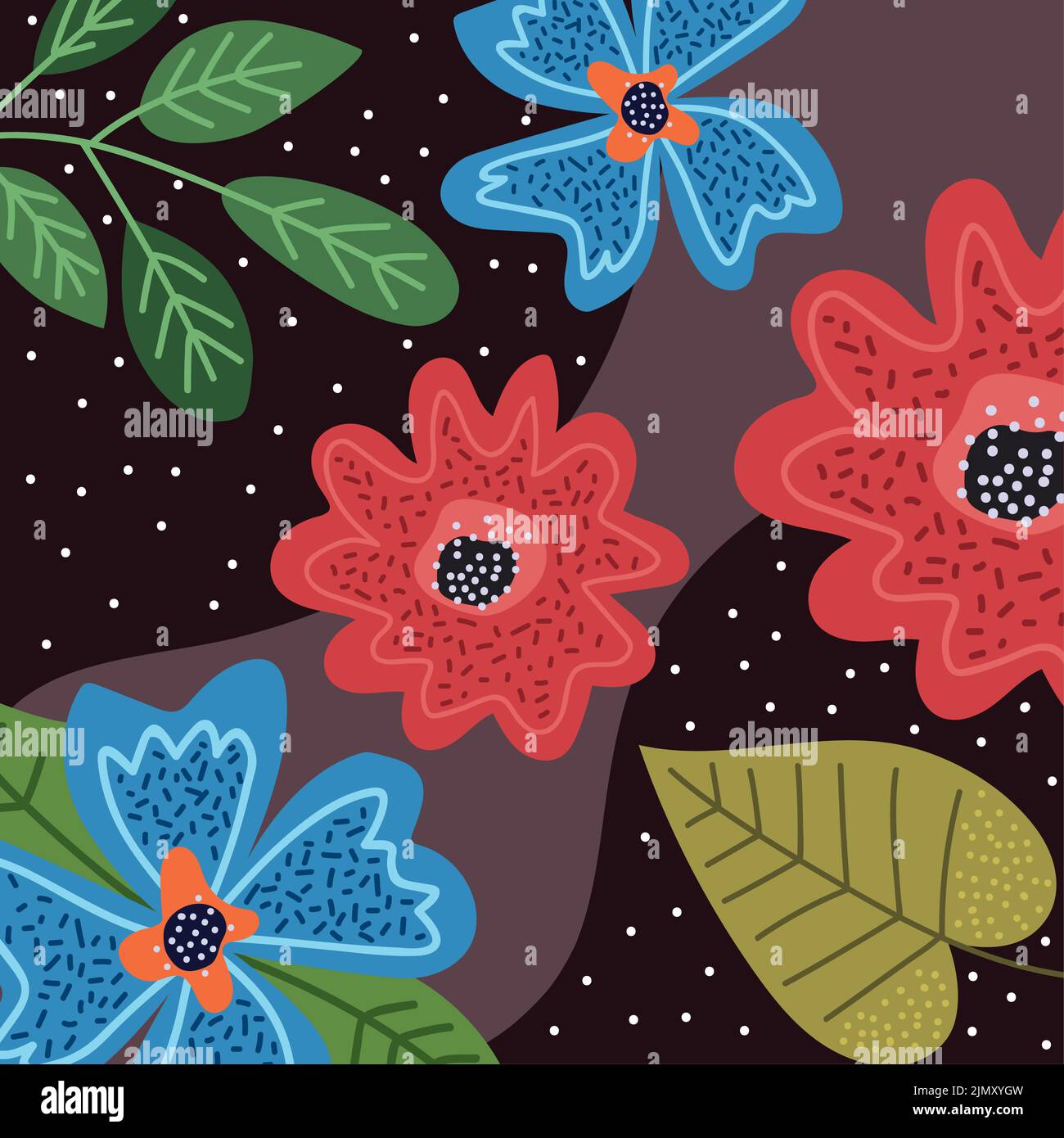red and blue flowers pattern background Stock Vector Image & Art - Alamy