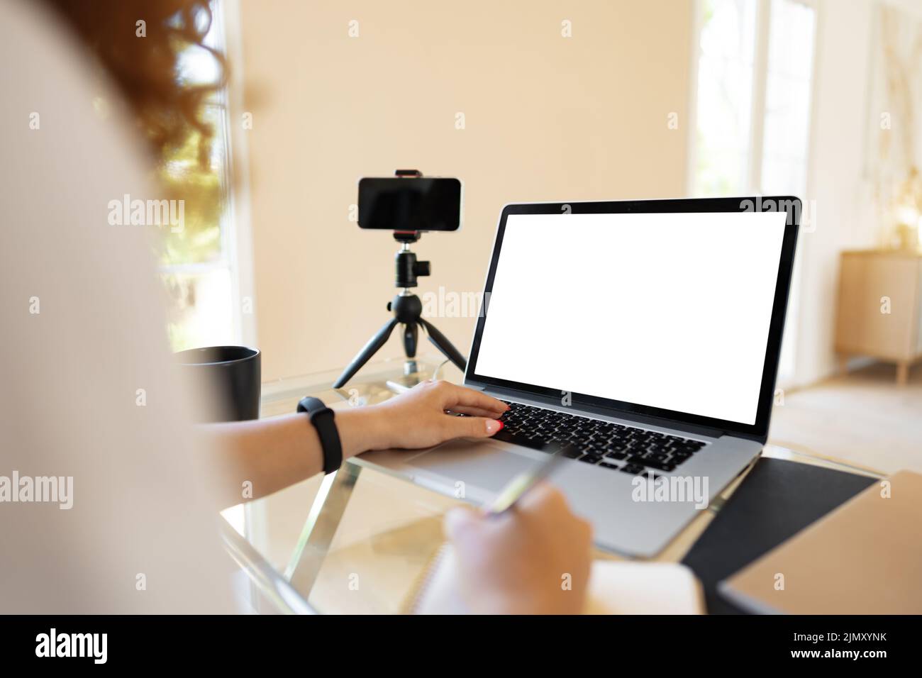Close up of woman hands typing on laptop keyboard at the office Stock ...
