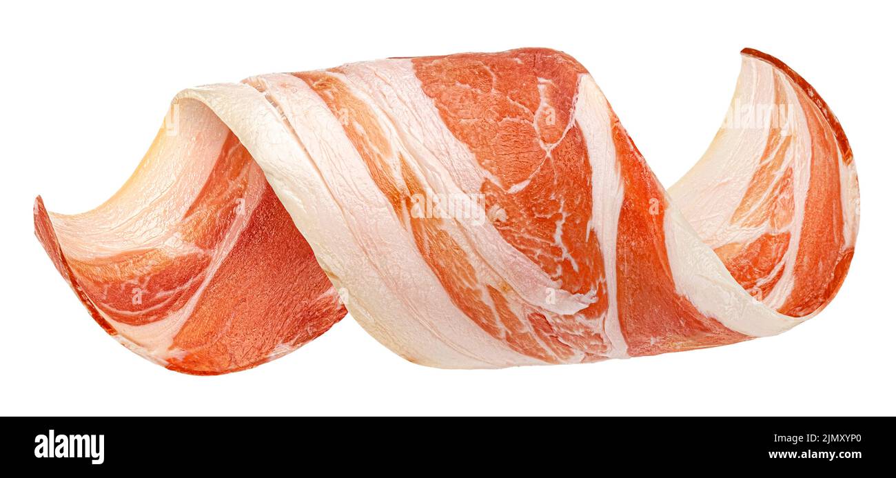 Bacon strip roll isolated on white background Stock Photo - Alamy