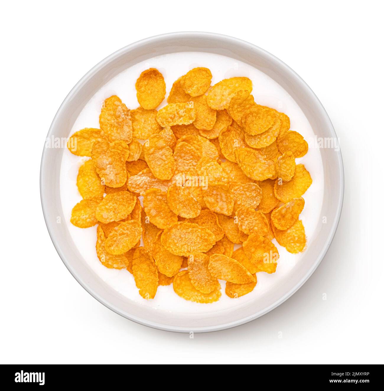 Original corn flakes with milk isolated on white background Stock Photo ...