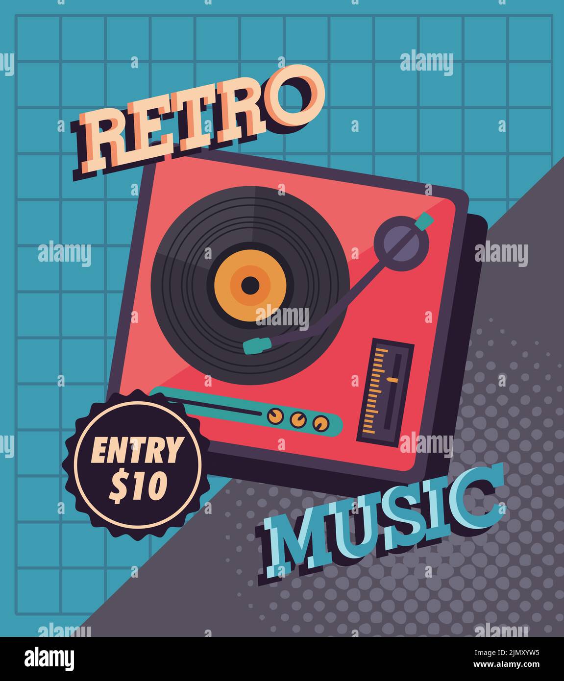 vinyl player retro music style poster Stock Vector Image & Art - Alamy