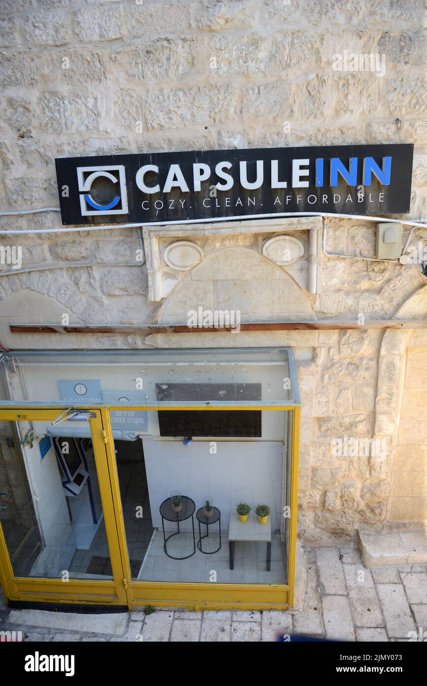 The Capsule Inn hotel in Jerusalem, Israel Stock Photo - Alamy