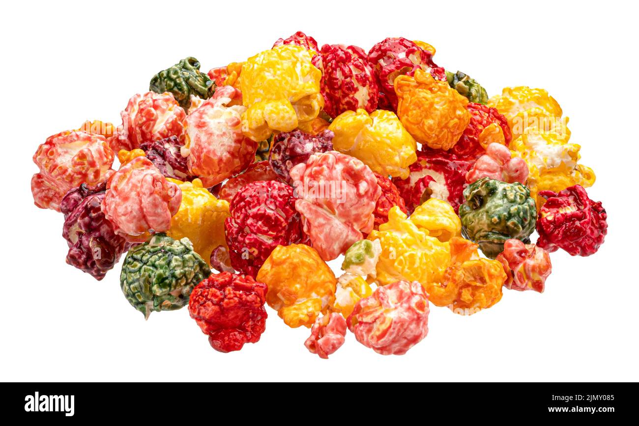 Colorful popcorn isolated on white background Stock Photo - Alamy