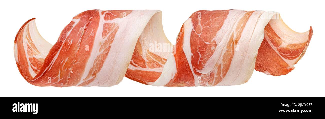 Bacon strip roll isolated on white background Stock Photo - Alamy