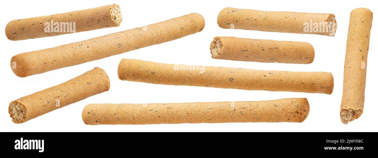 Bread sticks, Grissini isolated on white, full depth of field Stock ...
