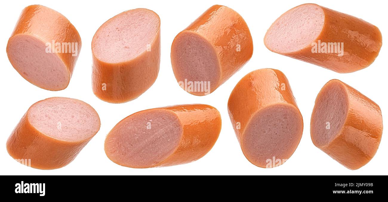 Sausage slices isolated on white background, full depth of field Stock ...