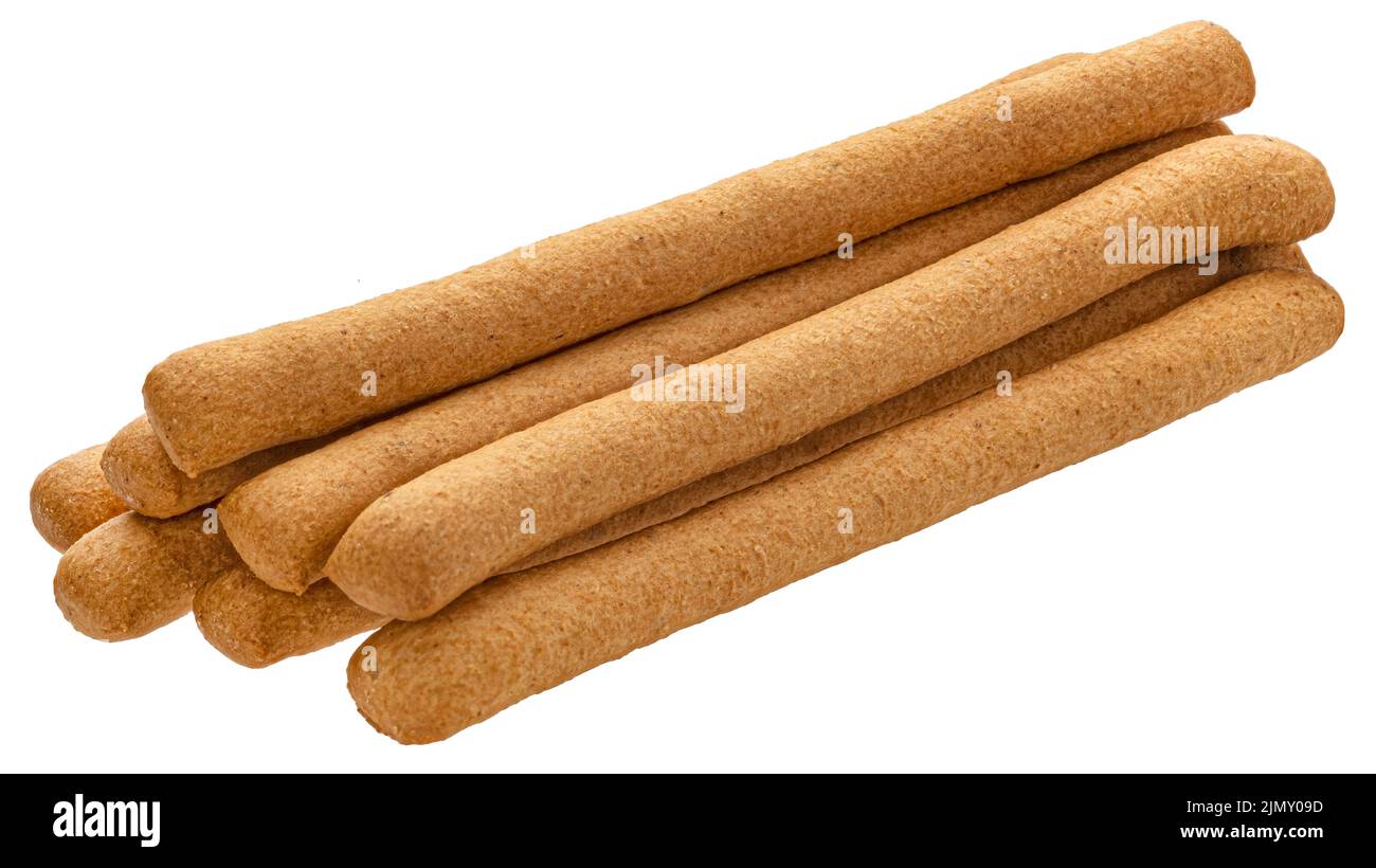 Bread sticks, Grissini isolated on white, full depth of field Stock ...