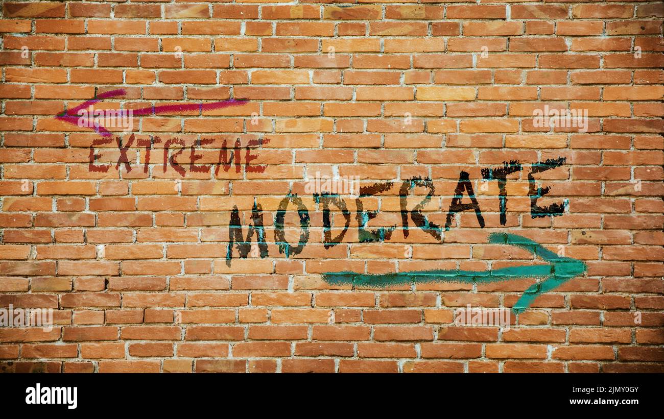 Street Sign Moderate versus Extreme Stock Photo - Alamy