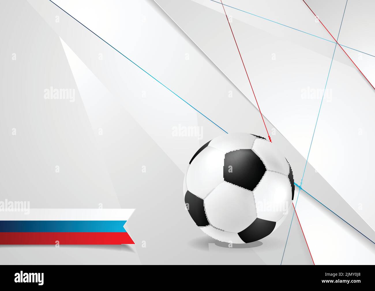 Grey football corporate background with soccer ball and Russian flag ...