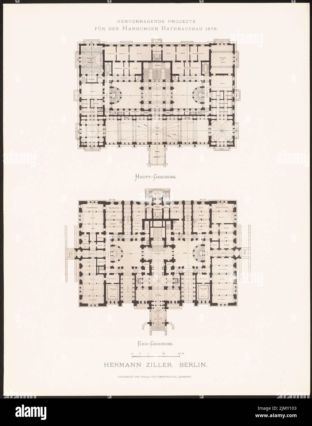 Ziller Hermann (1843-1915), excellent projects for the Hamburg town ...