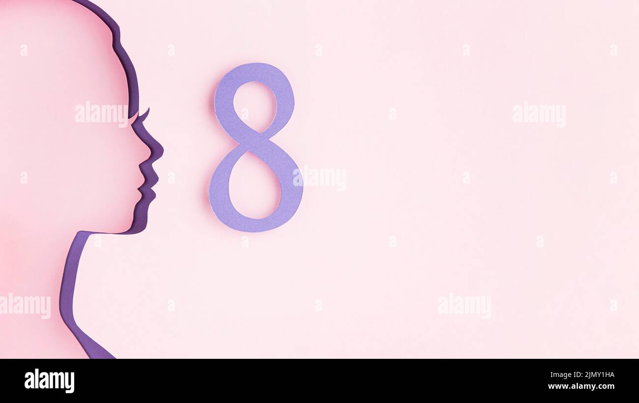 Sideways female paper figure copy space Stock Photo - Alamy