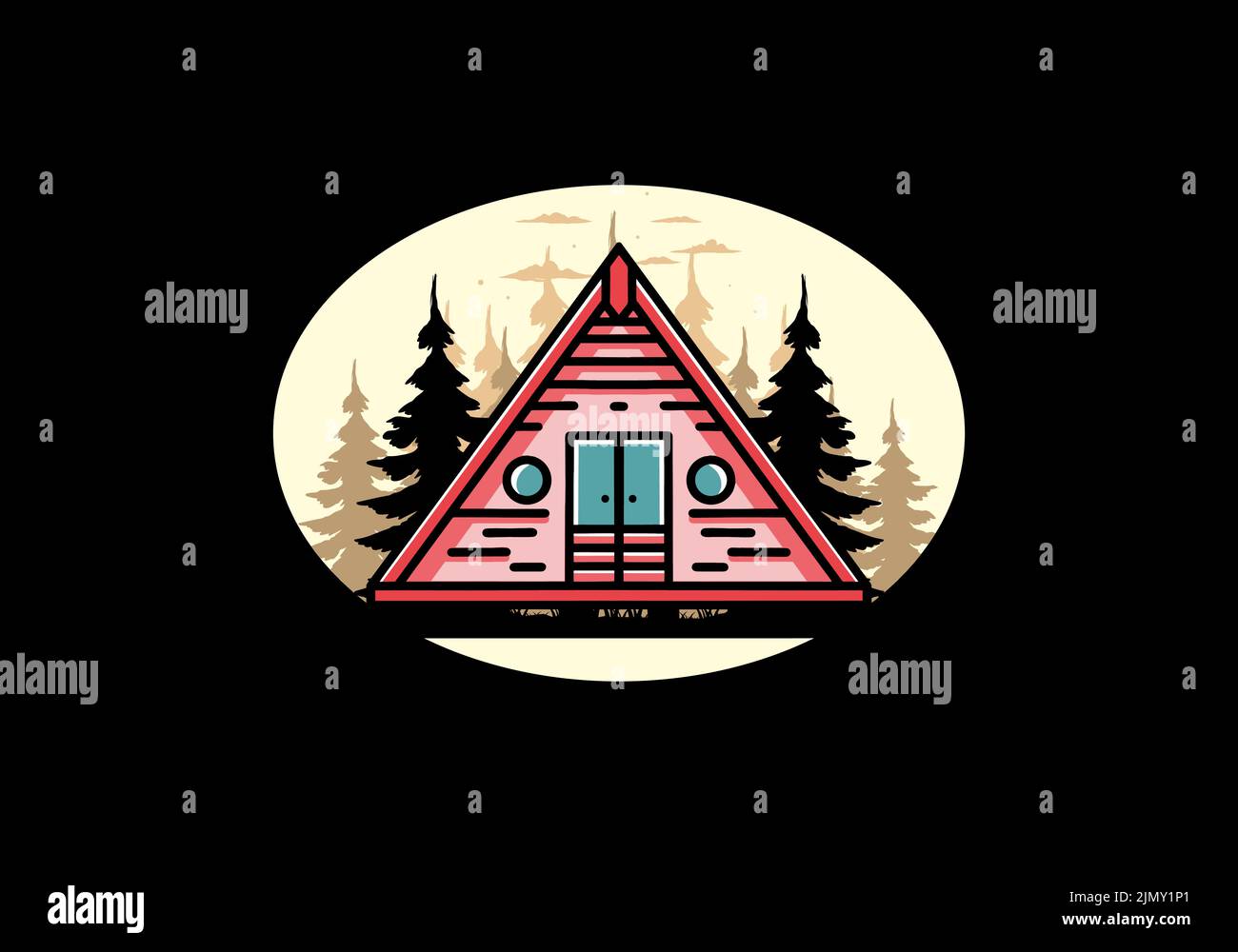 Illustration design of a triangle wood cabin Stock Vector Image & Art ...