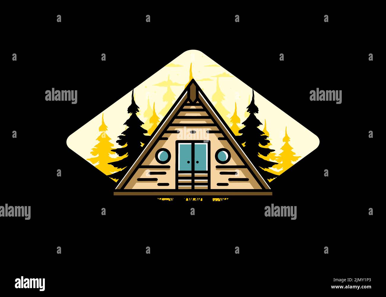 Illustration design of a triangle wood cabin Stock Vector Image & Art ...
