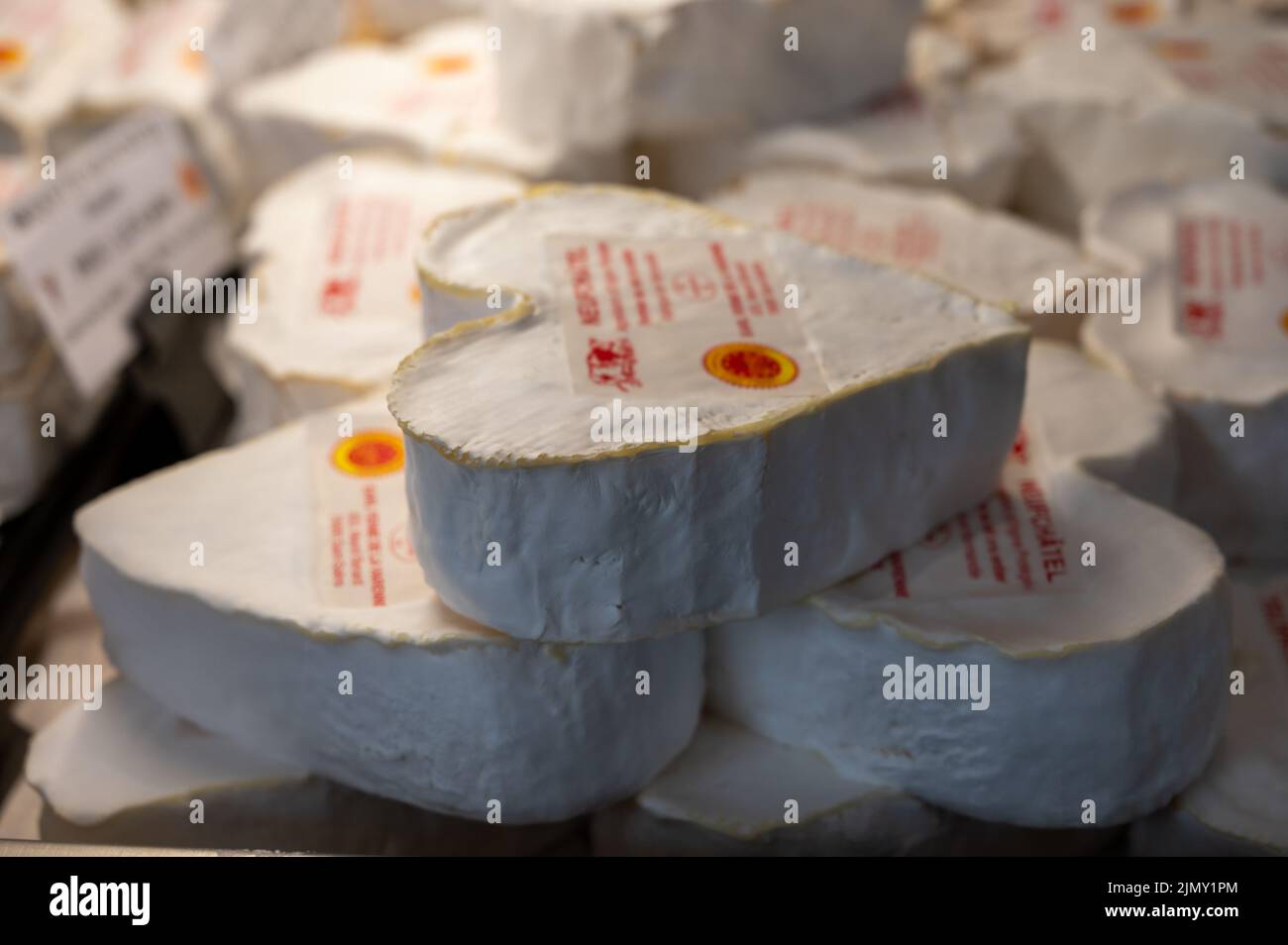 French heartshaped neufchatel cow cheese for sale in farmers dairy shop ...