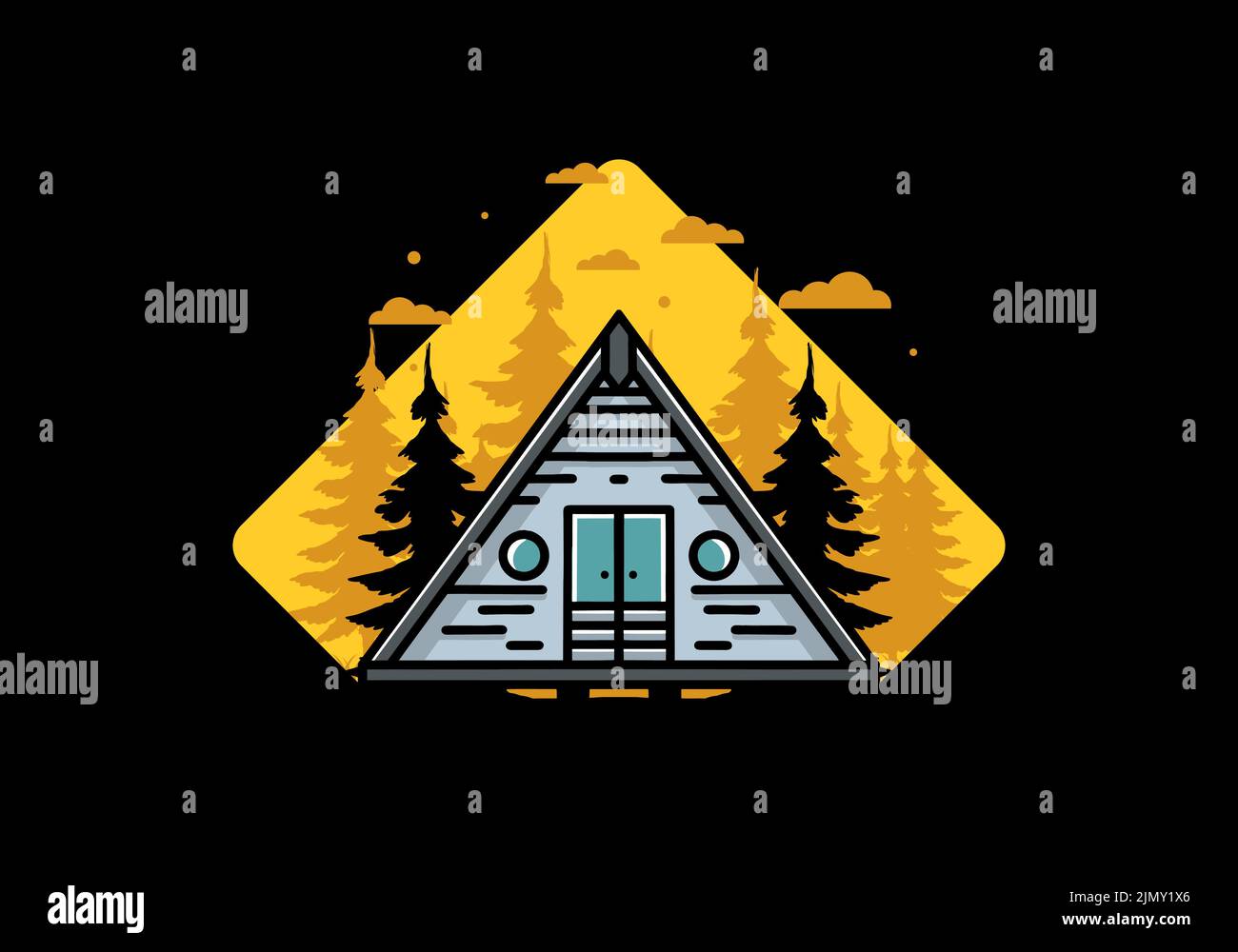Illustration design of a triangle wood cabin Stock Vector Image & Art ...
