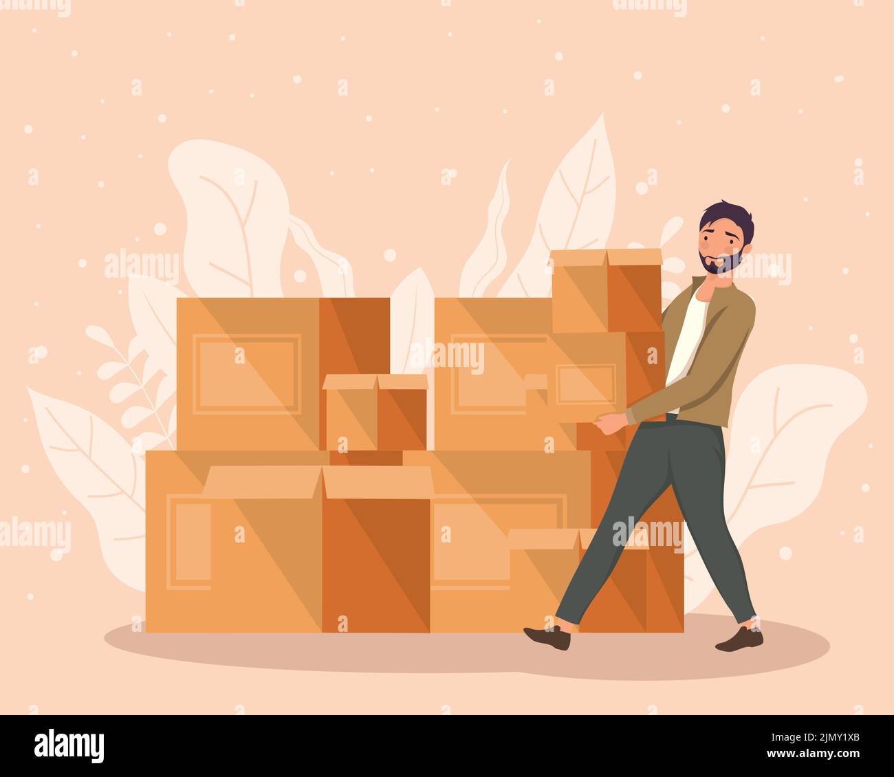 charitable man lifting boxes character Stock Vector Image & Art - Alamy