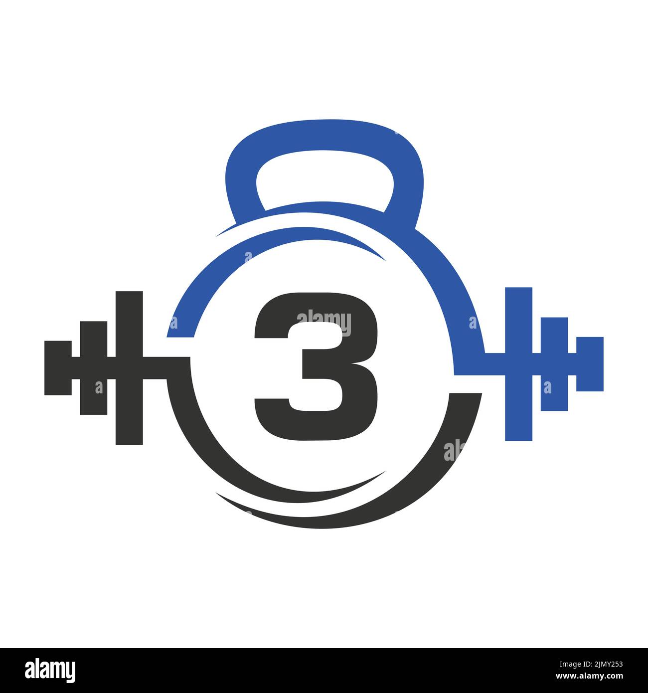 Fitness Logo On Letter 3. Gym and Fitness 3 Letter Sign Vector Template ...