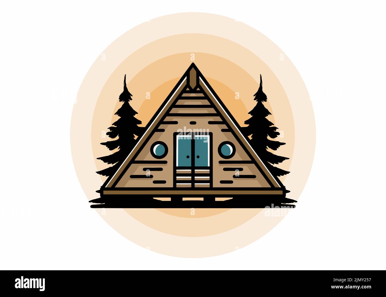 Illustration design of a triangle wood cabin Stock Vector Image & Art ...
